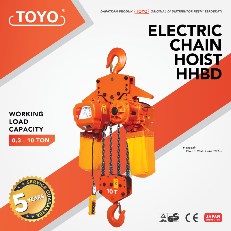 Toyohoist Distributor Jual Hoist Ukuran dan Kapasitas Terlengkap