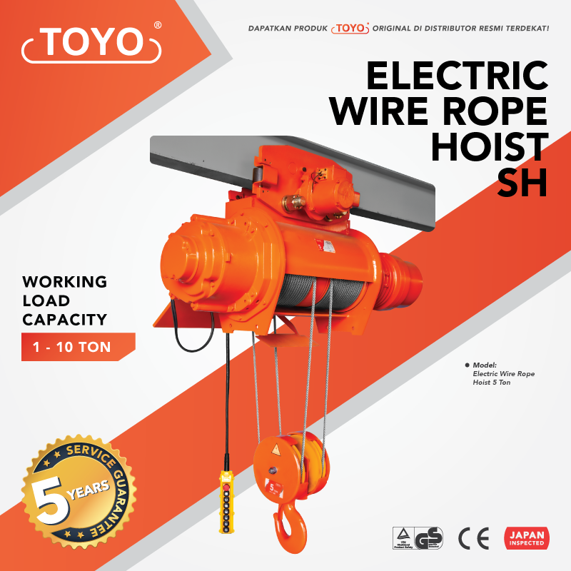 Toyohoist Distributor Jual Hoist Ukuran dan Kapasitas Terlengkap
