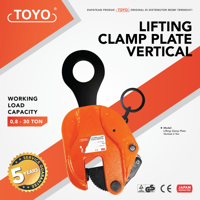 Temukan Vertical Clamp atau Klem Plat Besi Vertical Hanya di Toyohoist